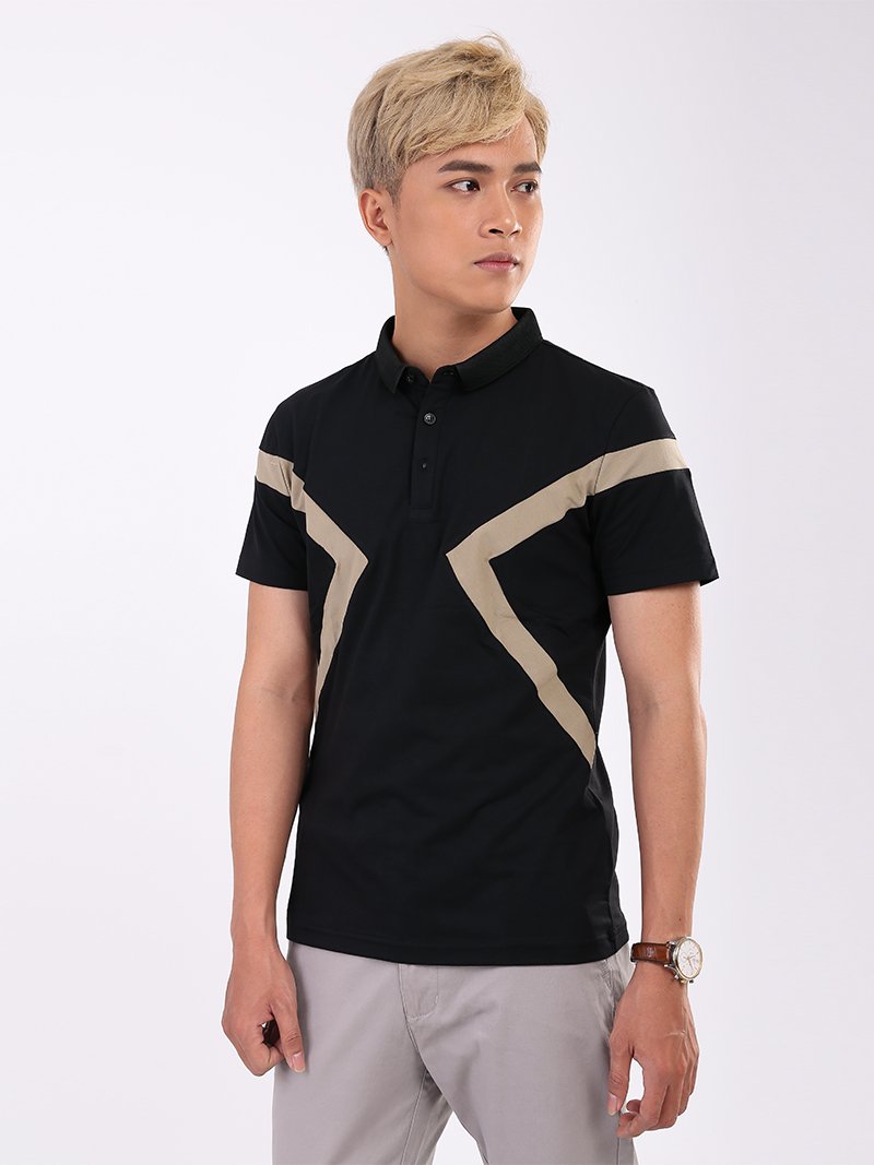 Áo Thun Polo Rã Phối AT850 Màu Đen - Mã SP: AT850-DEN