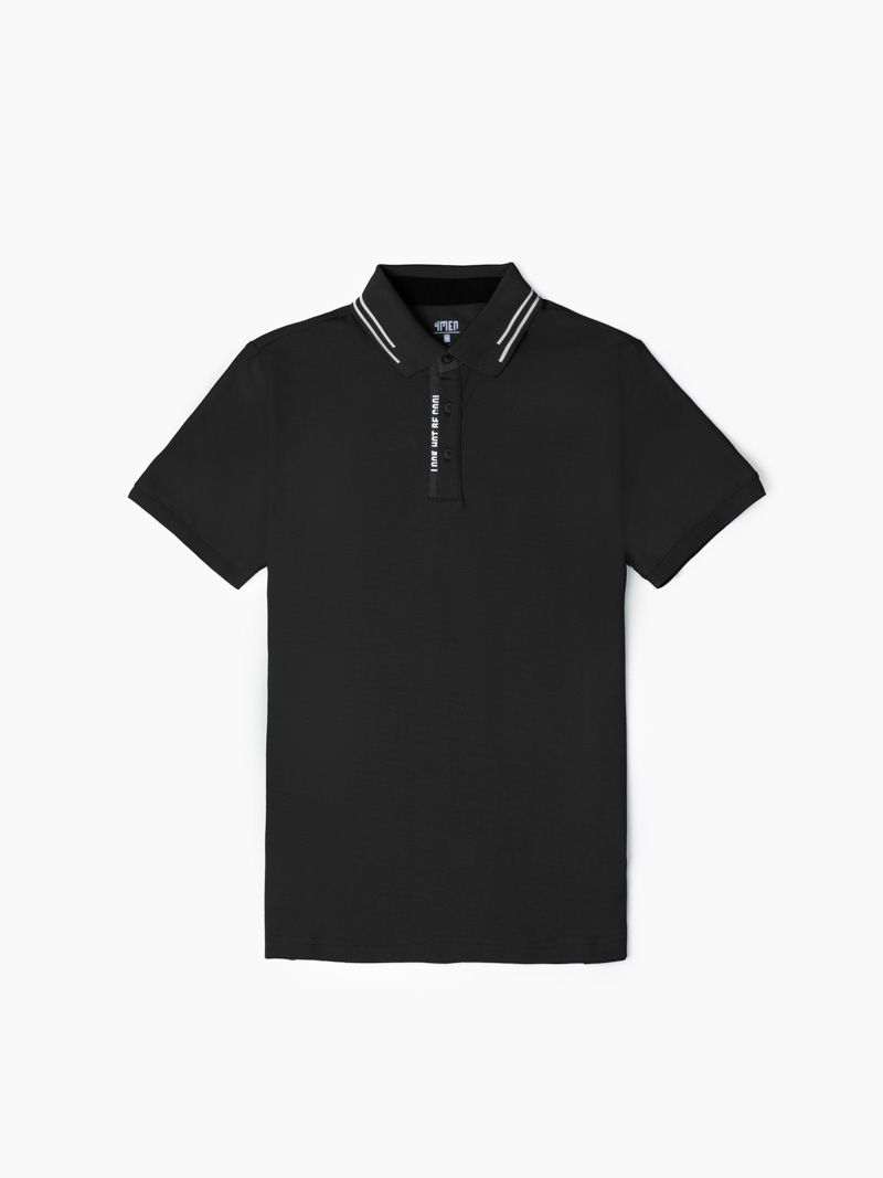 Áo Polo Phối Trụ Thêu Be Cool Form Slimfit PO120 Màu Đen - Mã SP: PO120-DEN